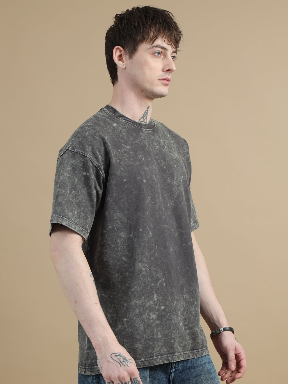 Black Color Acid Wash T-Shirt - Stylish & Unique | Pasolid